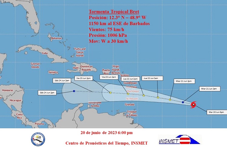 Tormenta tropical Bret se fortalece ligeramente • Trabajadores