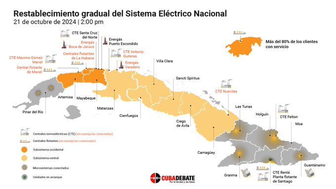 Actualización sobre el restablecimiento del sistema eléctrico en Cuba ...